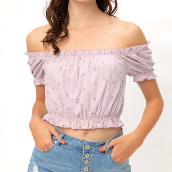 Tops | New Lilac Off Shoulder Crop Top | Poshmark